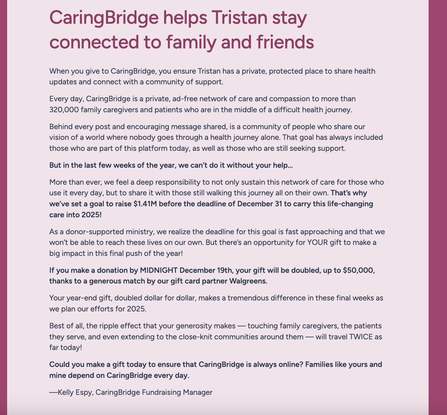 How campaign-related copy on the Tribute donation page impacts revenue during a holiday appeal ...