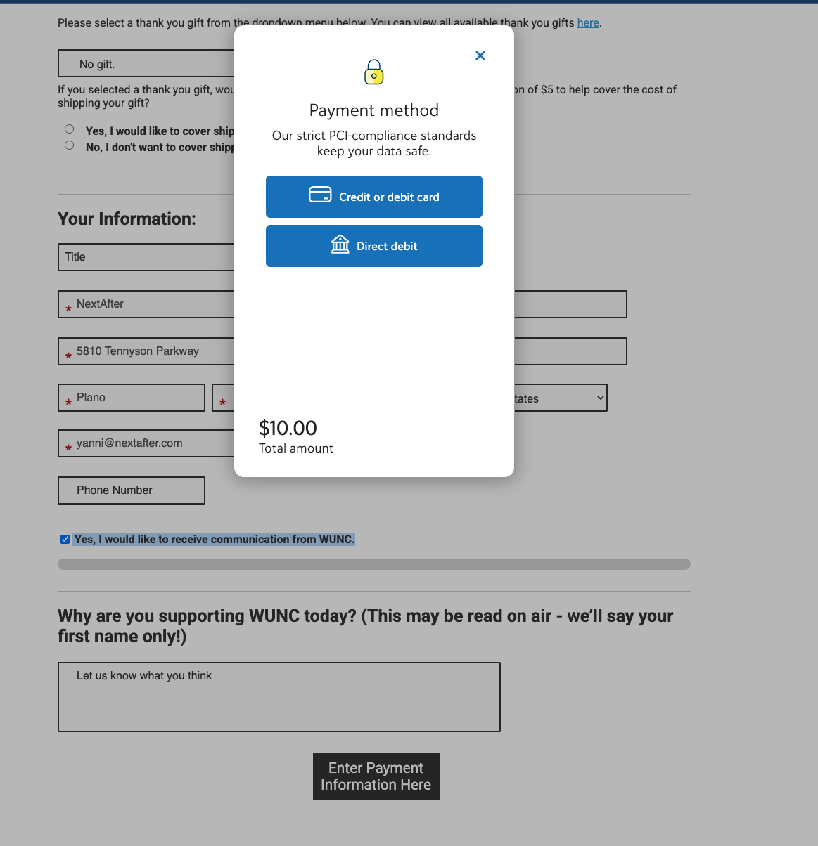 How a donation form with an in-line payment module performs against a ...